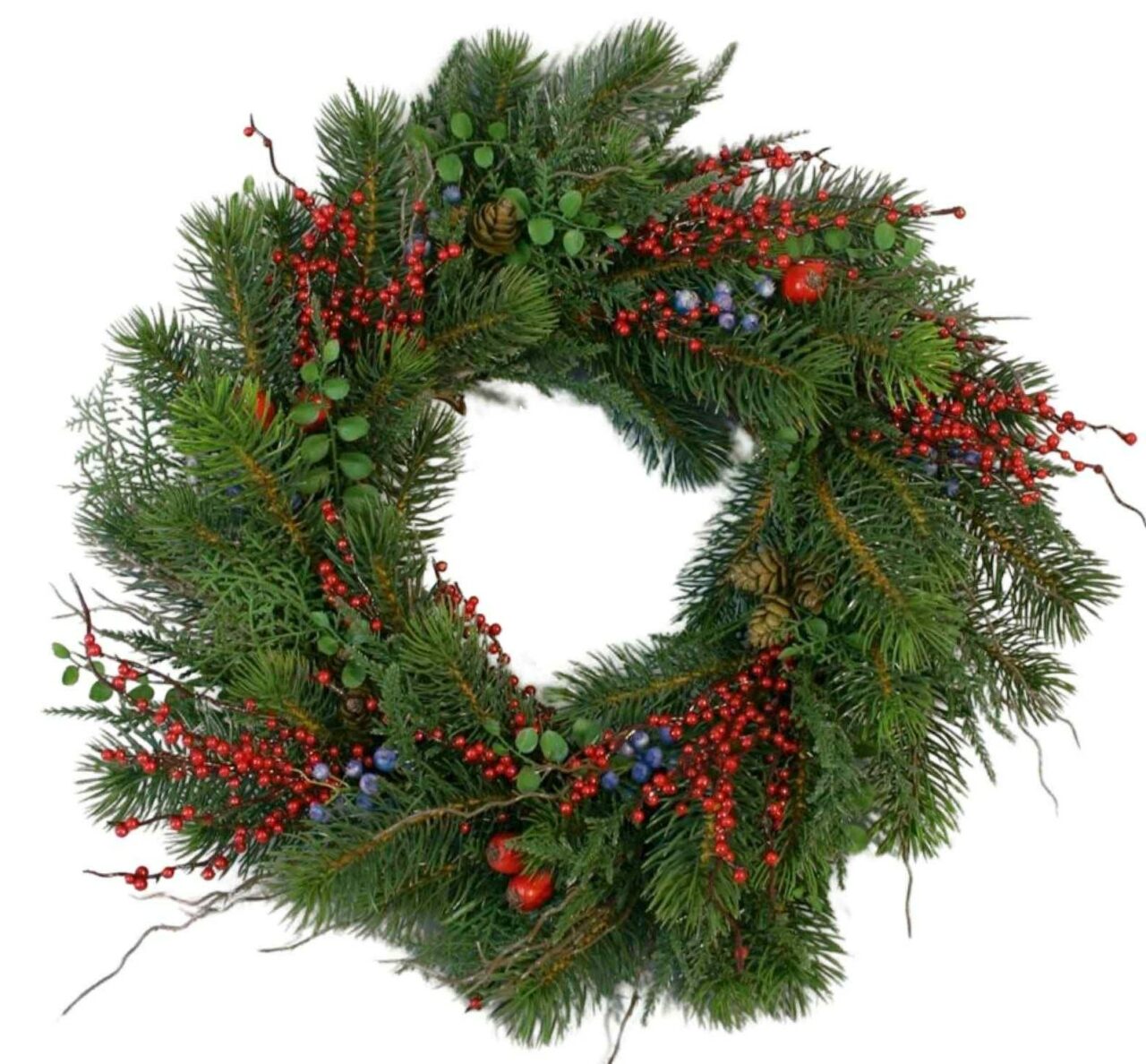 Krans | Konstgjord Granris med bär & kottar 45 cm | Webflower